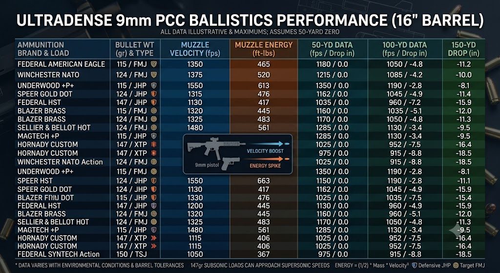 9mm Ballistics Chart 16 Inch Barrel
